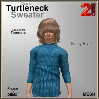 Second Life Marketplace - Classic Turtleneck Sweater [2cute] Baby Blue ...